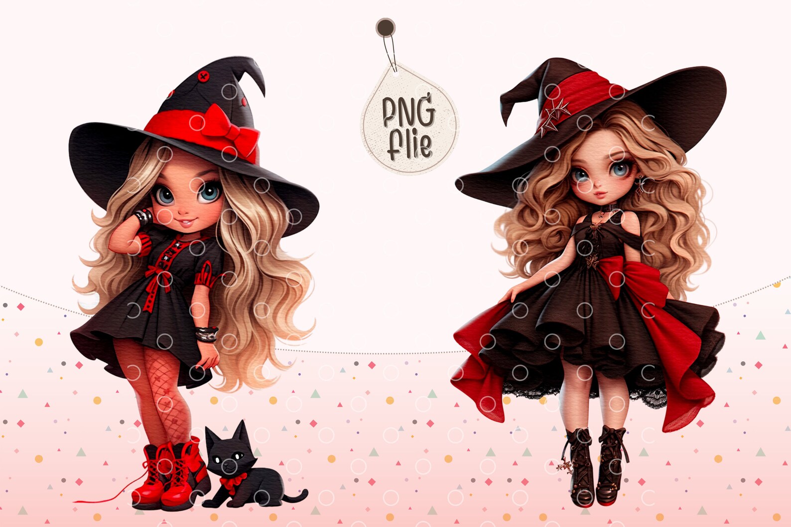 Halloween Clipart Cute Red Witch Cartoon Witch Sublimation - Etsy