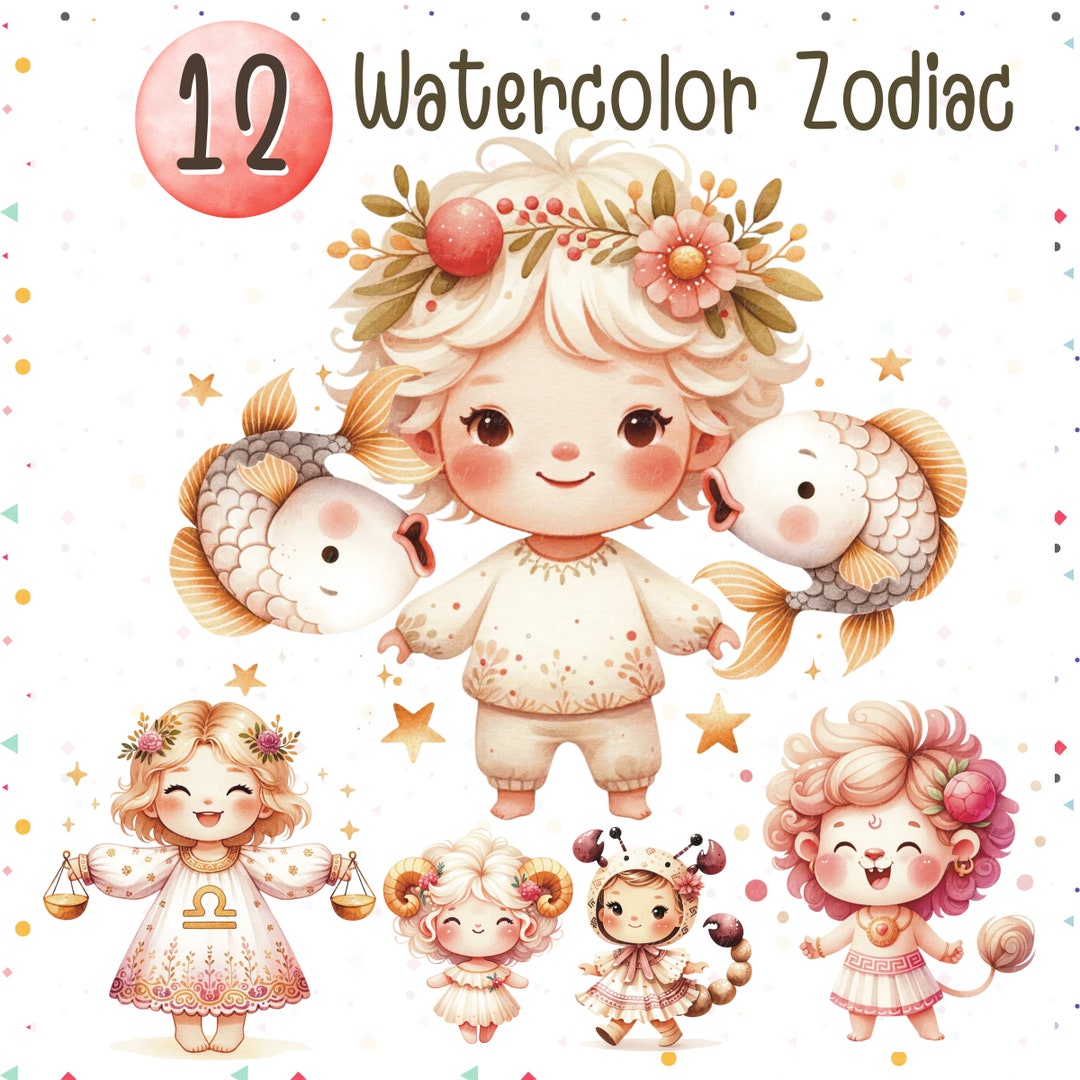 Zodiac Clipart for Kids, Zodiac Sign Clipart Bundle Zodiac PNG for ...