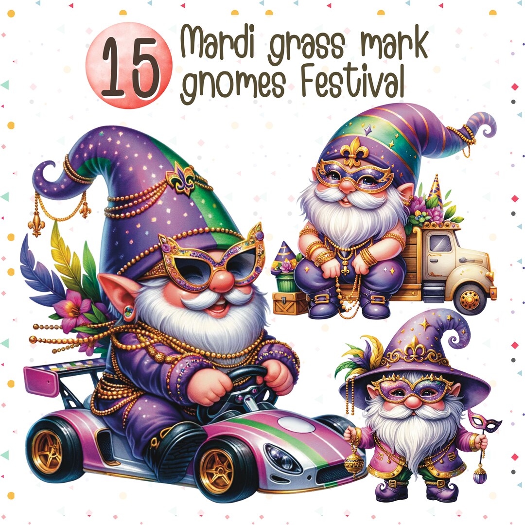 Mardi Gras Gnome Sublimation Design Mardi Gras Printable Clipart ...