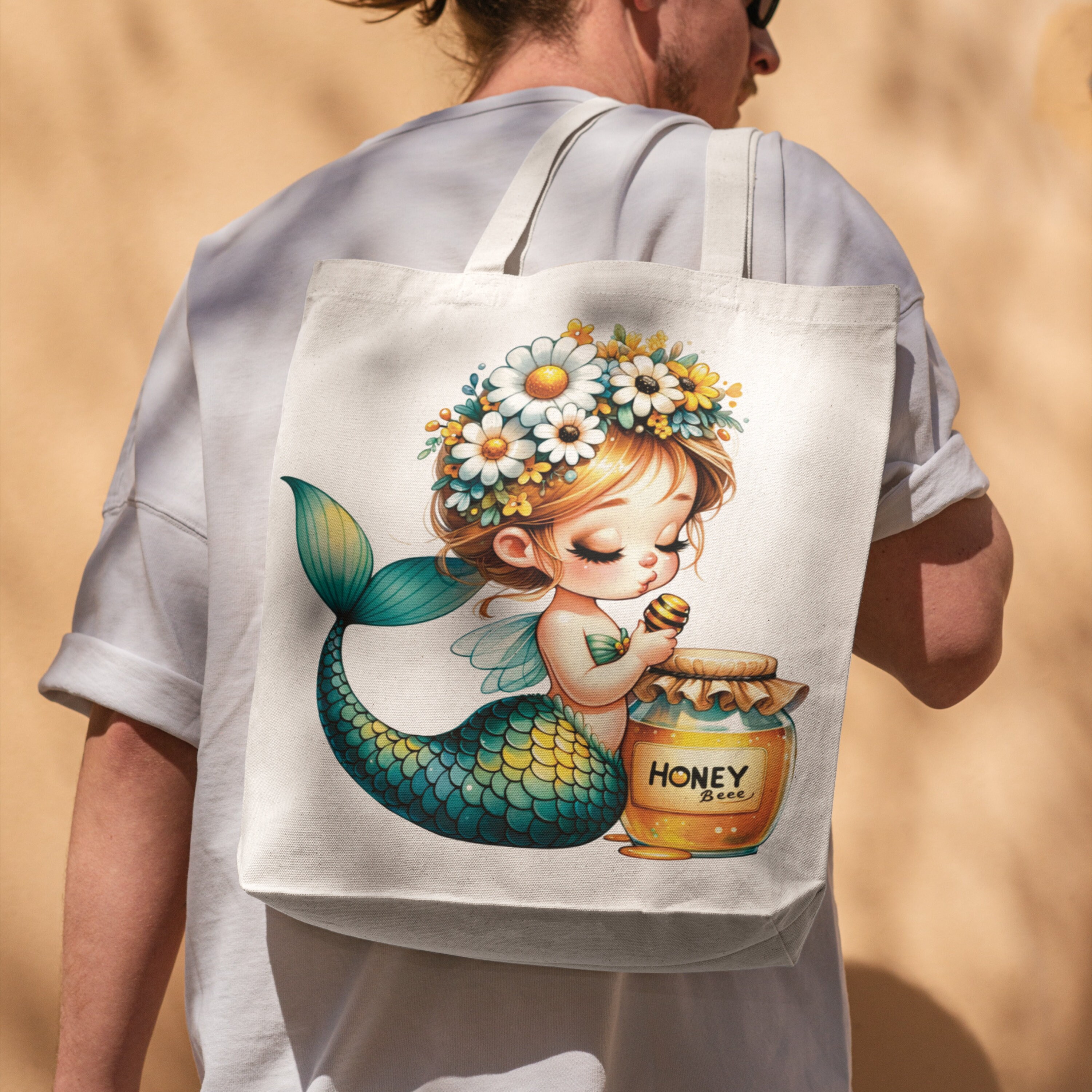 Baby Mermaid Watercolor Clipart, Honey Bee Mermaid, Mermaid Under the ...