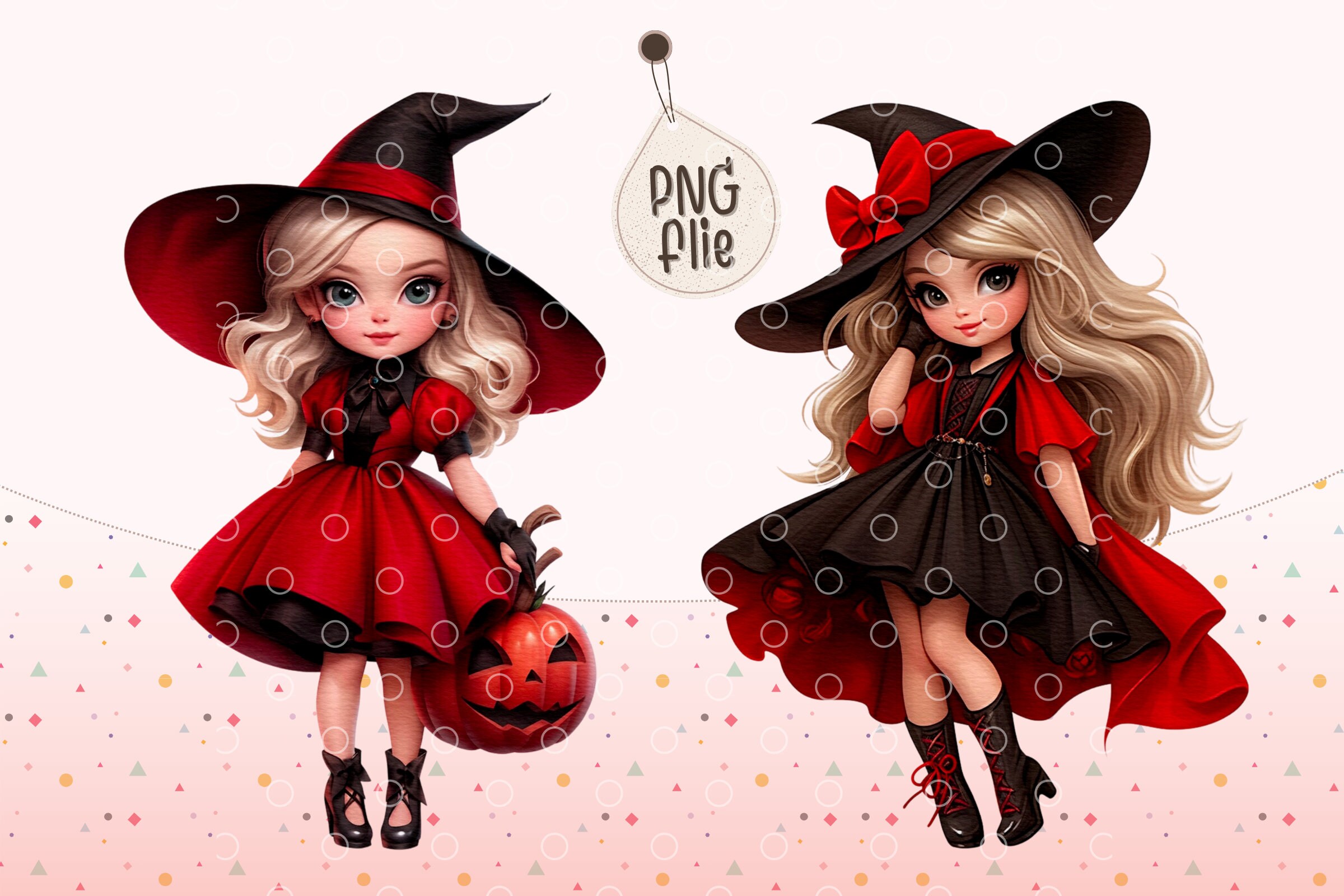 Halloween Clipart Cute Red Witch Cartoon Witch Sublimation - Etsy