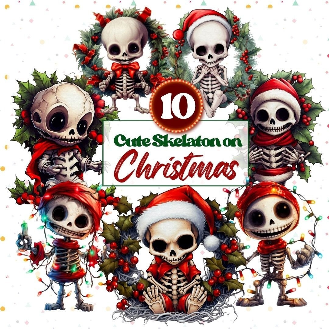 Skeleton Christmas Clipart, Skeleton Lights Xmas PNG, Christmas ...