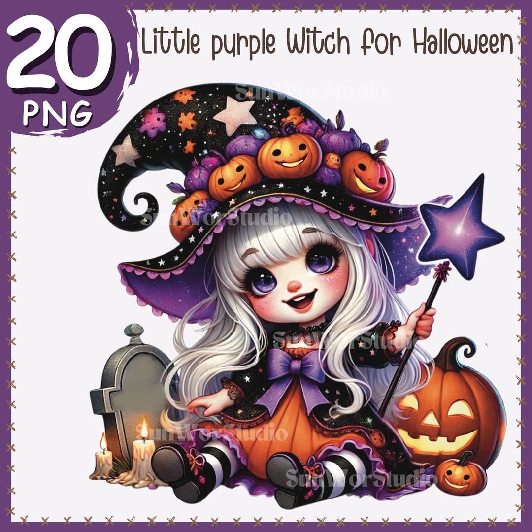 Adorable Halloween Witch Clipart | Cute Witch Illustrations for Crafts ...