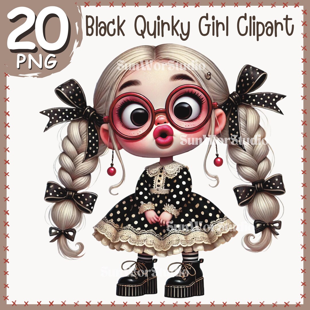 Quirky Girl Clipart, Cute Whimsical Girl, Printable Clipart Bundle | 20 ...