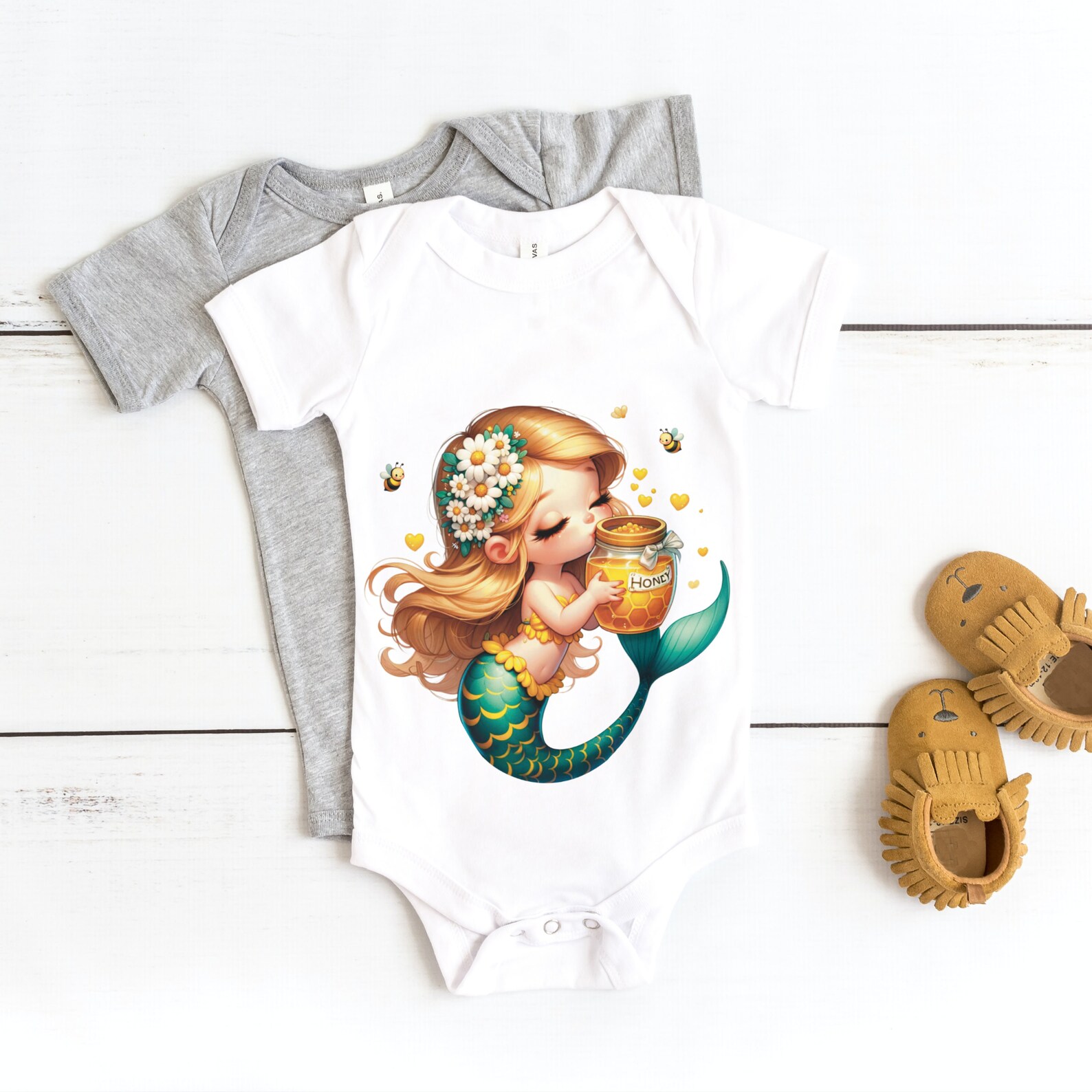 Baby Mermaid Watercolor Clipart, Honey Bee Mermaid, Mermaid Under the ...