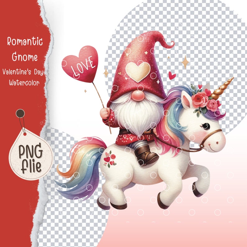 Watercolor Valentine Gnomes PNG Clipart, Valentine's Day PNG ...