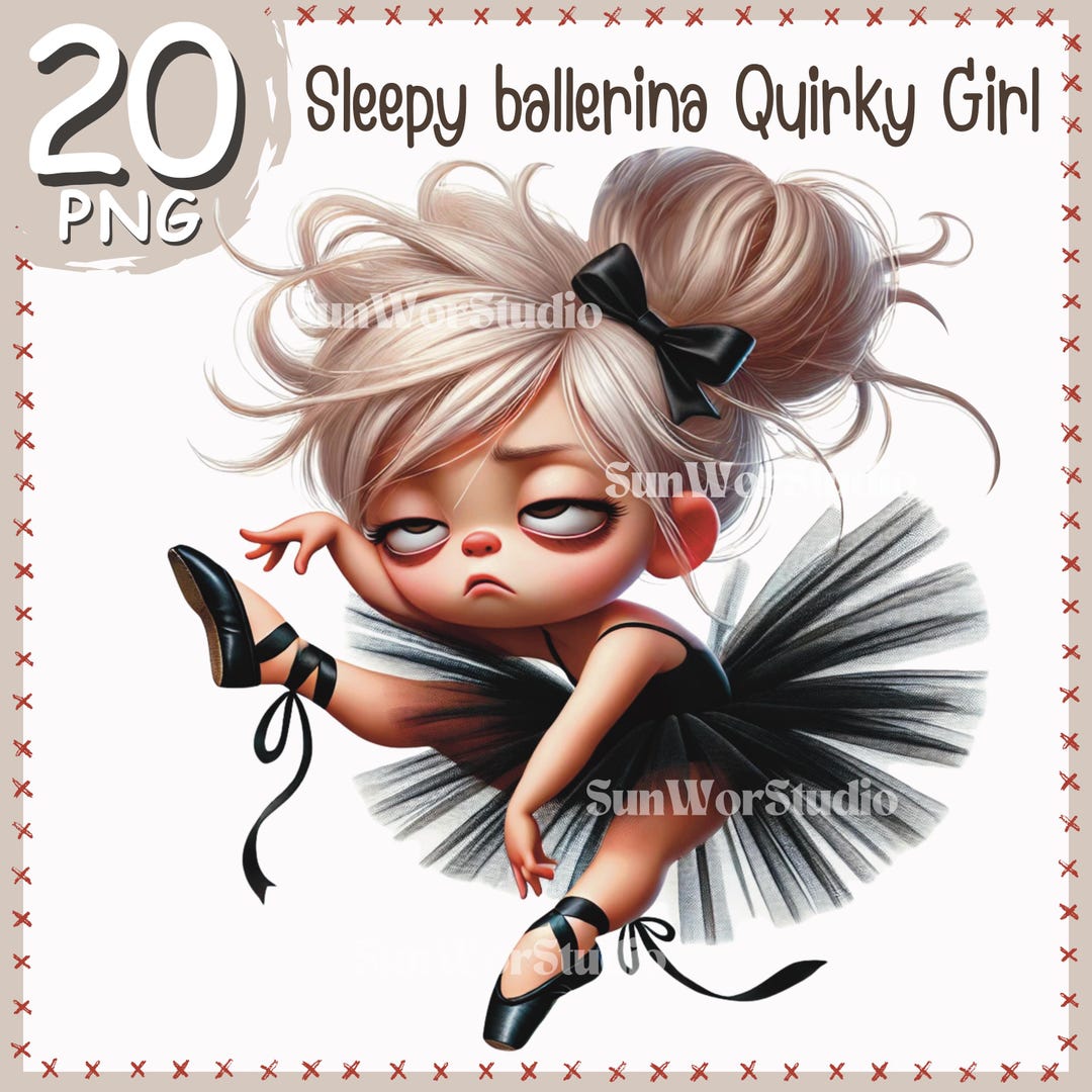 Sleepy Ballerina Clipart Bundle: Quirky Girl PNG (300 DPI) - Etsy