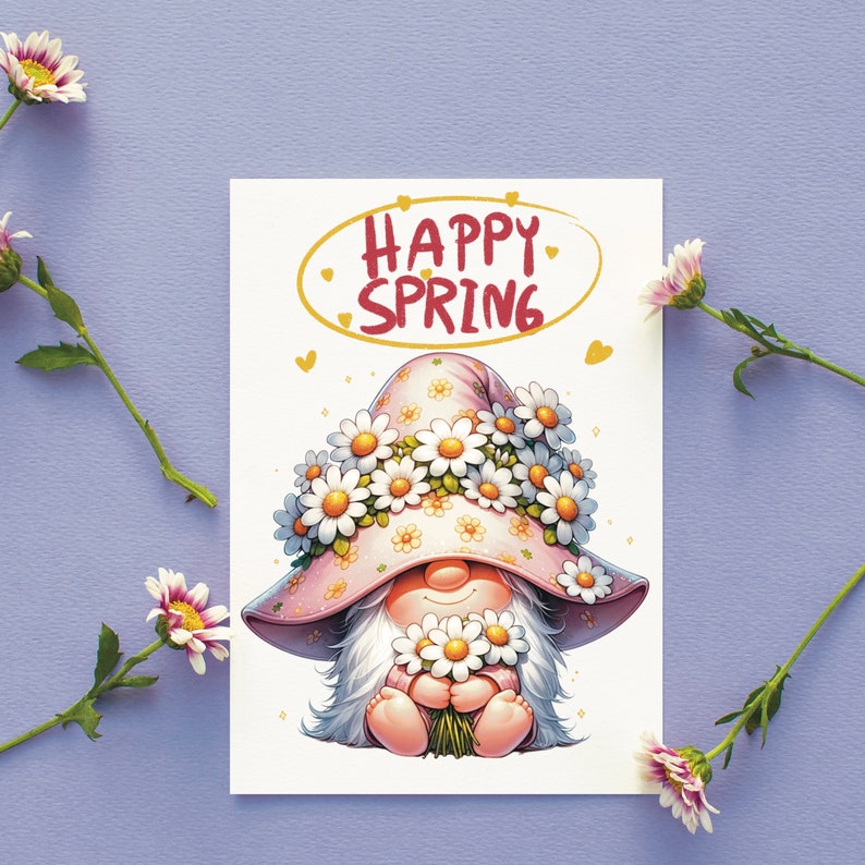 Watercolor Spring Gnomes PNG, Daisy Spring Gnomes, Spring Gnomes ...