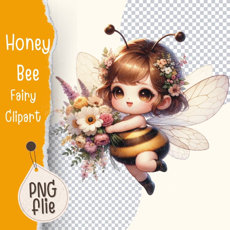 Fairy Honey Bee Clipart, Fairy Honey Bee, Fairy Bee Watercolor Clipart ...