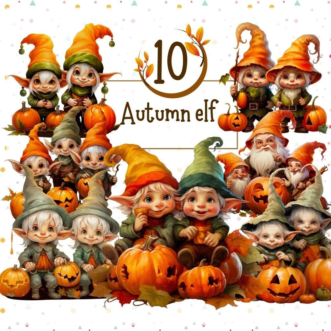 Autumn Clipart Cozy Autumn Elf Autumn Elves Clipart - Etsy