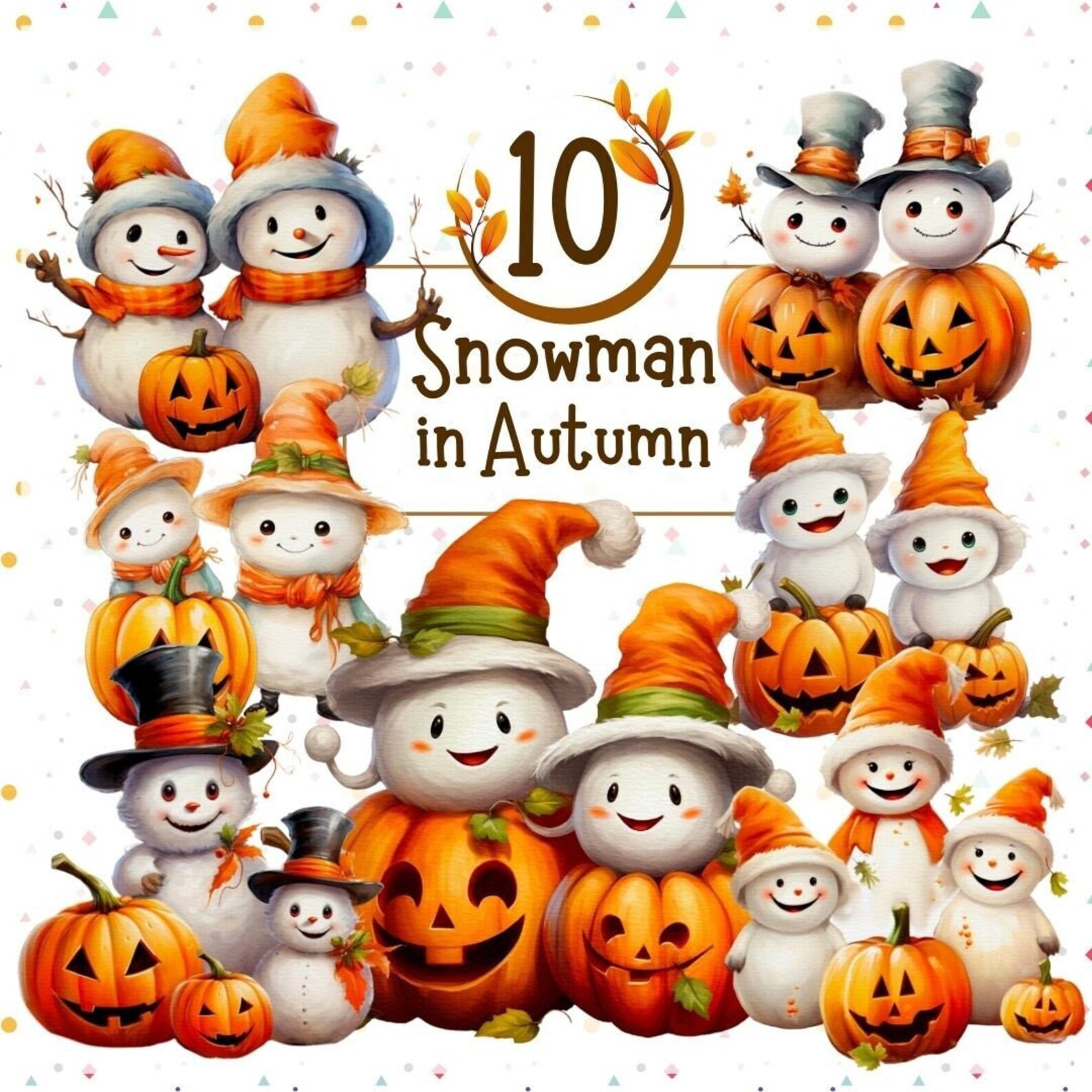 Autumn Snowman Clipart, Cozy Autumn, Snowman Clipart, Snowman in ...