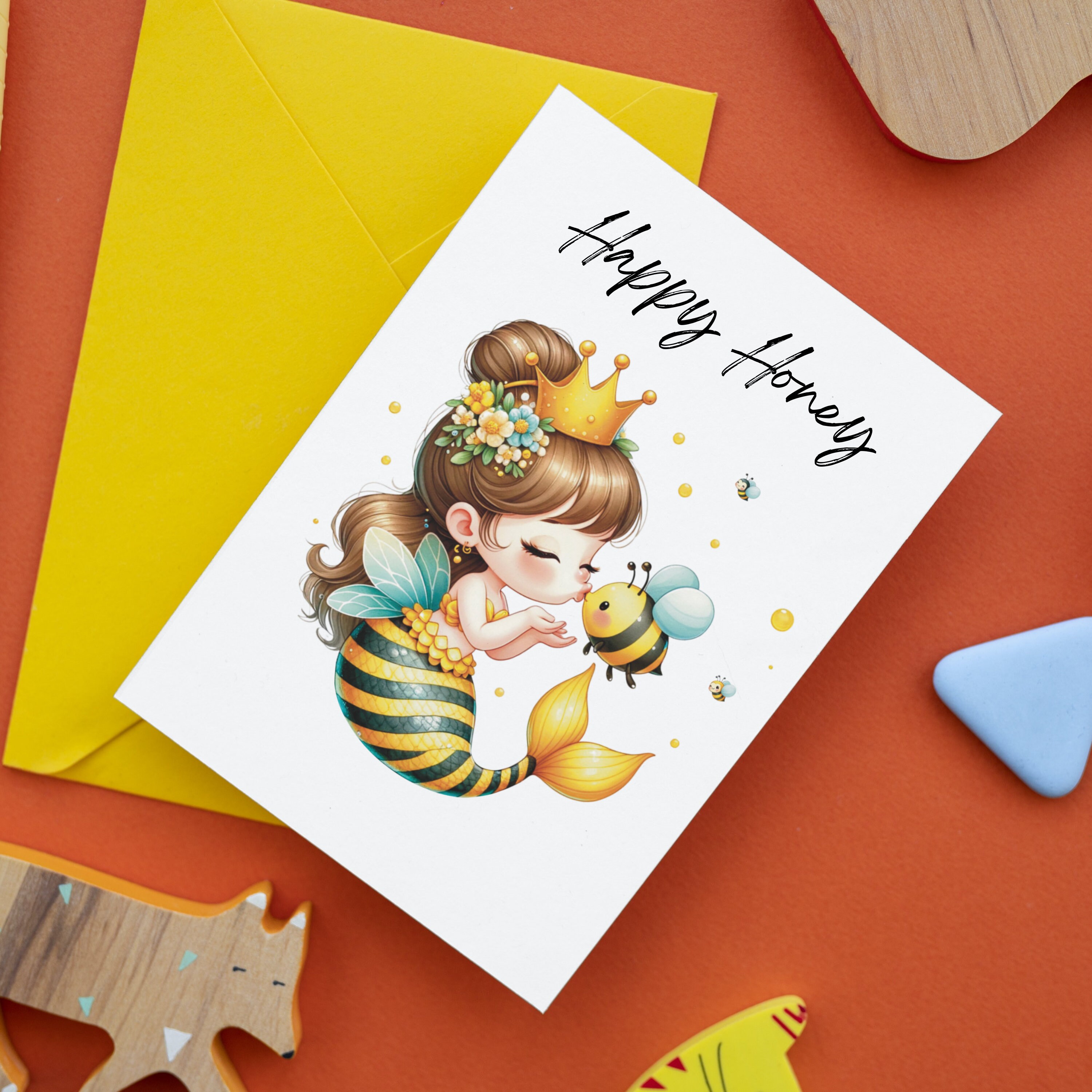 Baby Mermaid Watercolor Clipart, Honey Bee Mermaid, Mermaid Under the ...