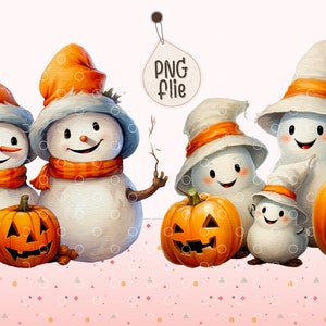 Autumn Snowman Clipart, Cozy Autumn, Snowman Clipart, Snowman in ...