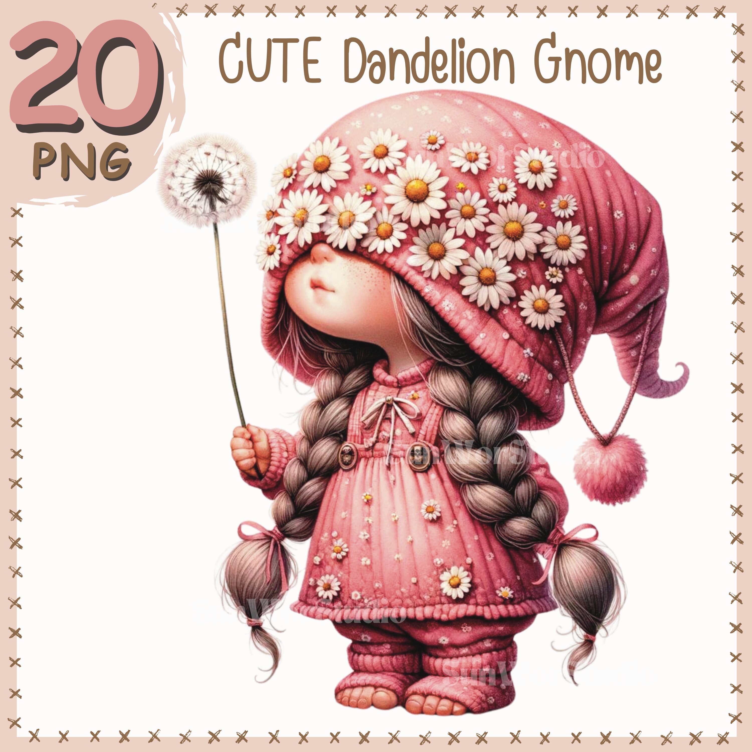 Watercolor Dandelion Cute Gnome Clipart Bundle | 20 High-quality Pngs ...
