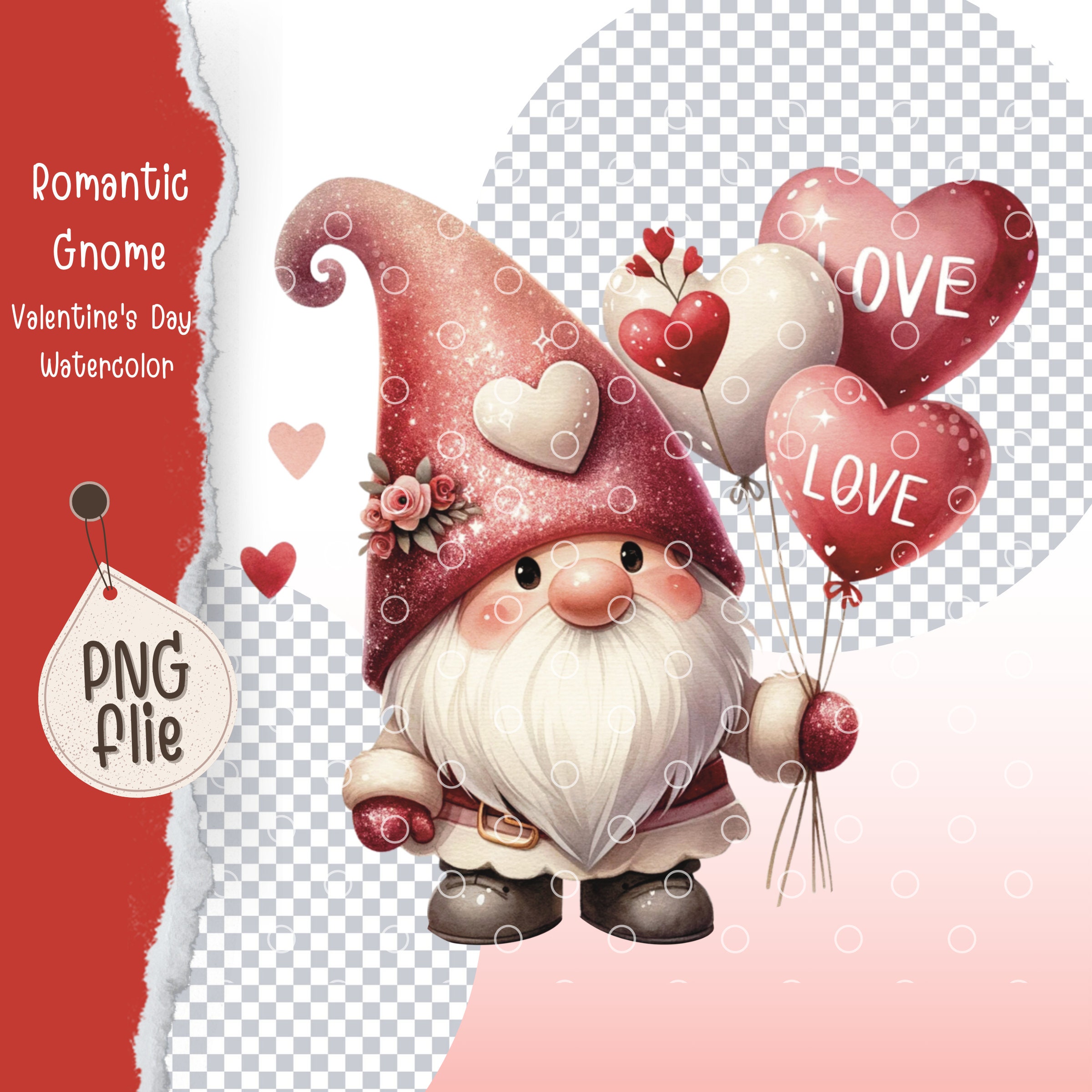 Watercolor Valentine Gnomes PNG Clipart, Valentine's Day PNG ...