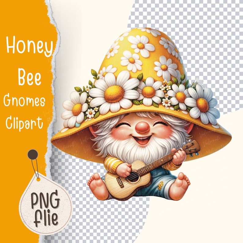 Honey Bee Gnomes Clipart, Watercolor Flower Bee Gnome Clipart, Gnome ...