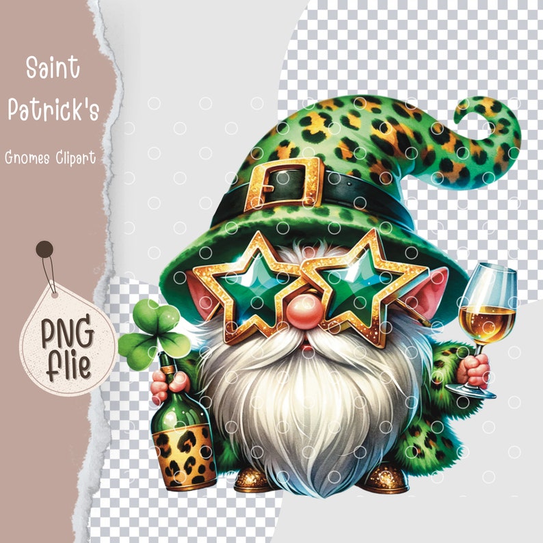 St Patrick Gnomes Clipart Watercolor PNG Saint Patrick Day, Commercial ...