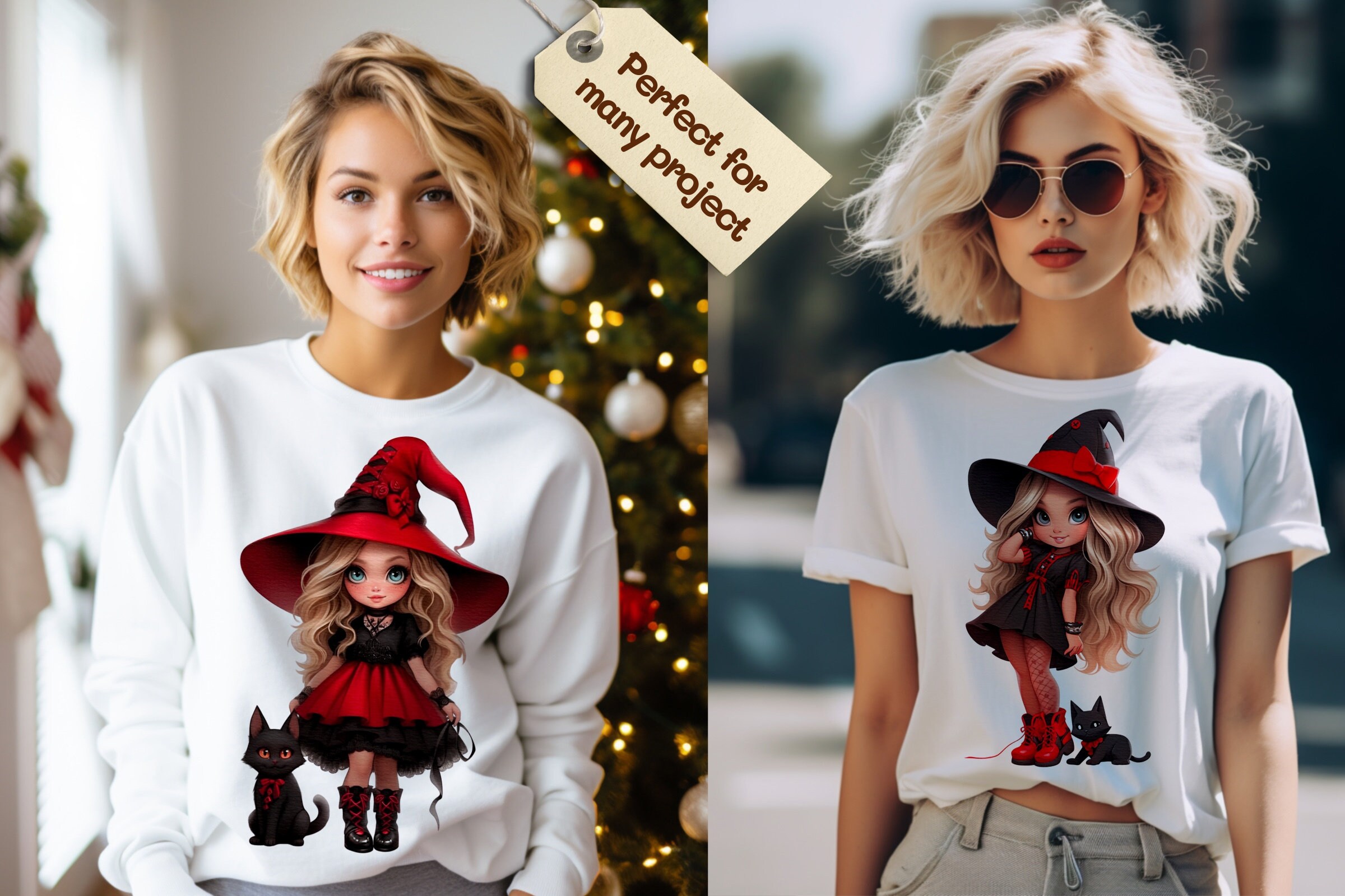 Halloween Clipart Cute Red Witch Cartoon Witch Sublimation - Etsy