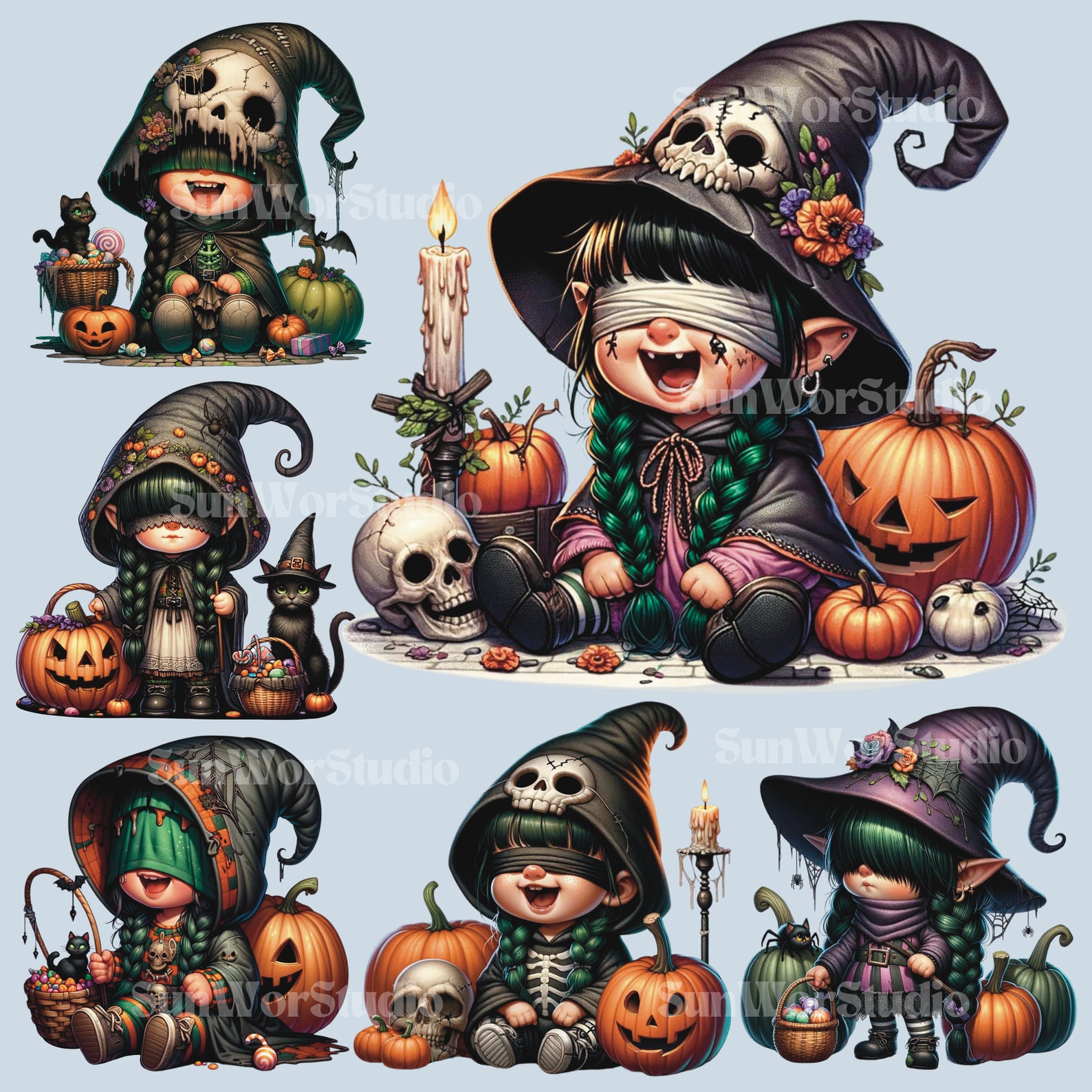 Watercolor Halloween Zombies Clipart, Halloween PNG, Cute Halloween ...