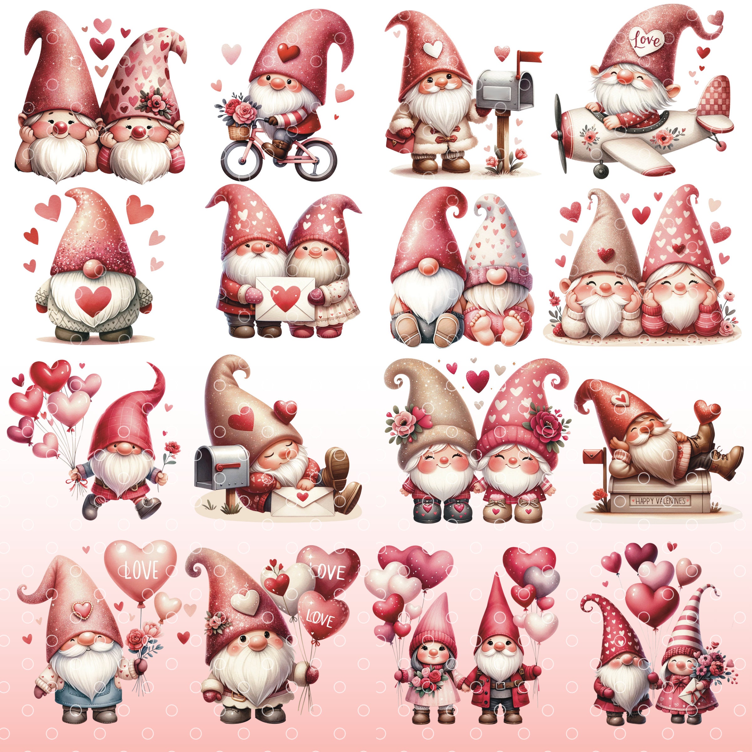 Watercolor Valentine Gnomes PNG Clipart, Valentine's Day PNG ...