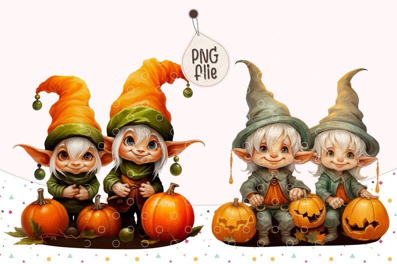 Autumn Clipart Cozy Autumn Elf Autumn Elves Clipart - Etsy