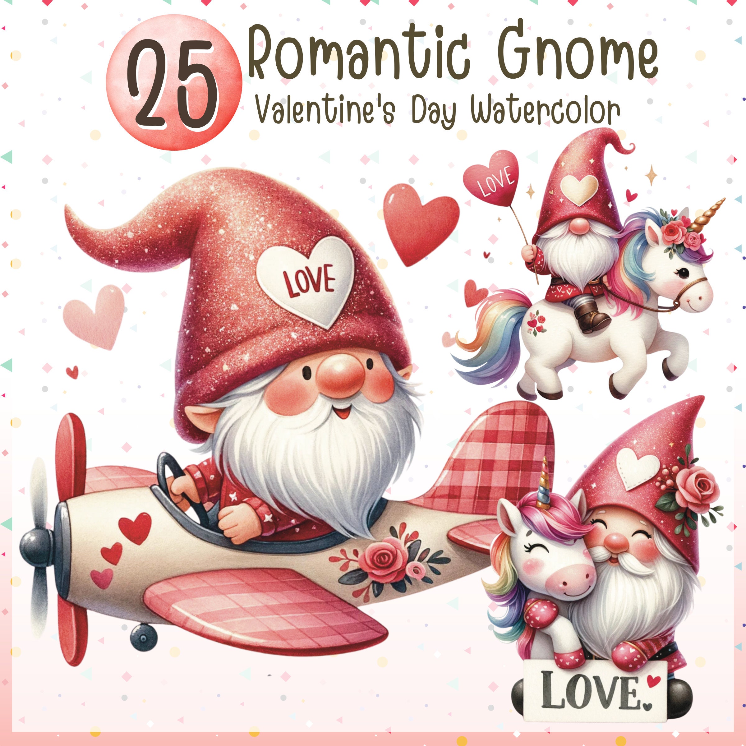 Watercolor Valentine Gnomes PNG Clipart, Valentine's Day PNG ...