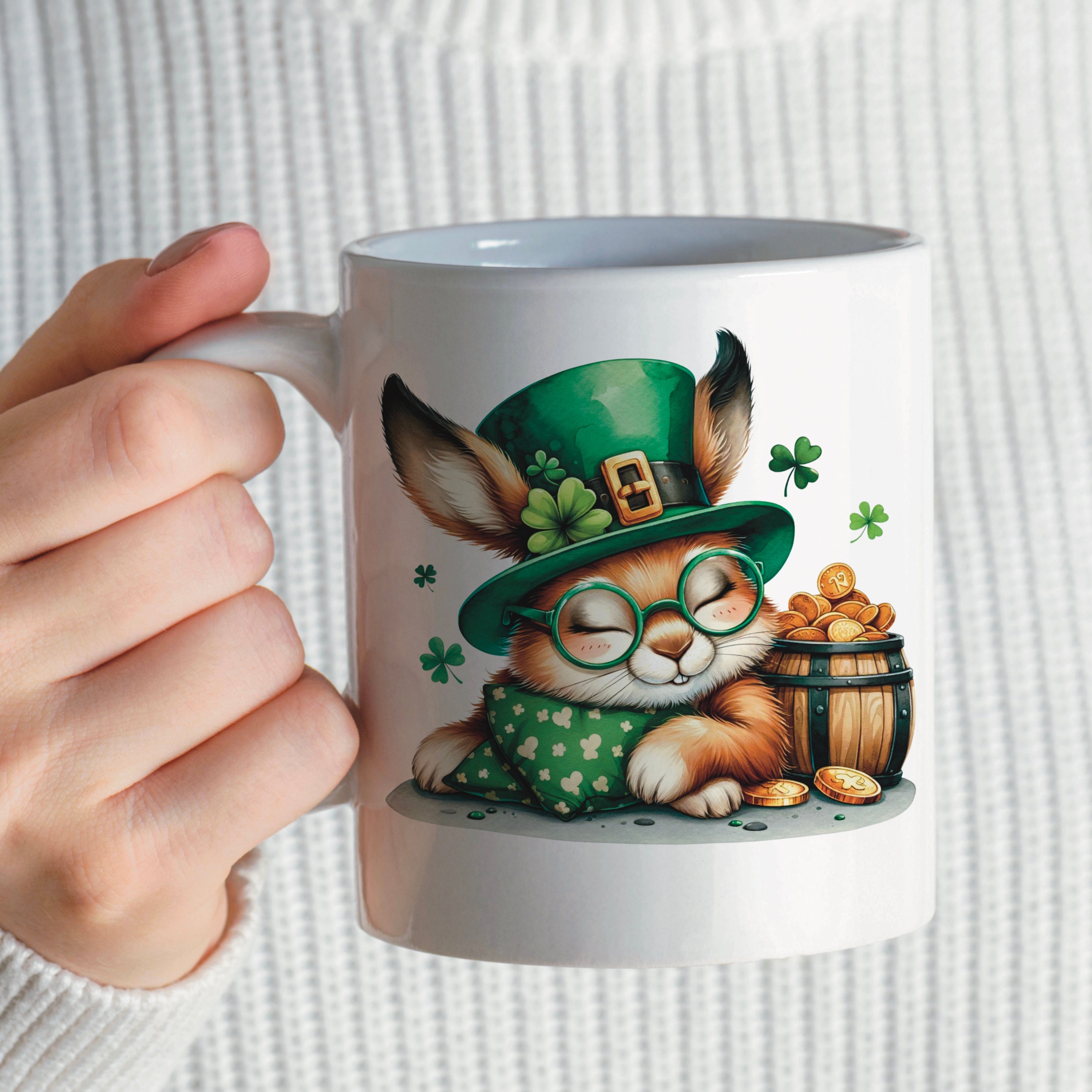 Cute Little Bunny on St Patrick's Day PNG, Saint Patrick's Day Clipart ...