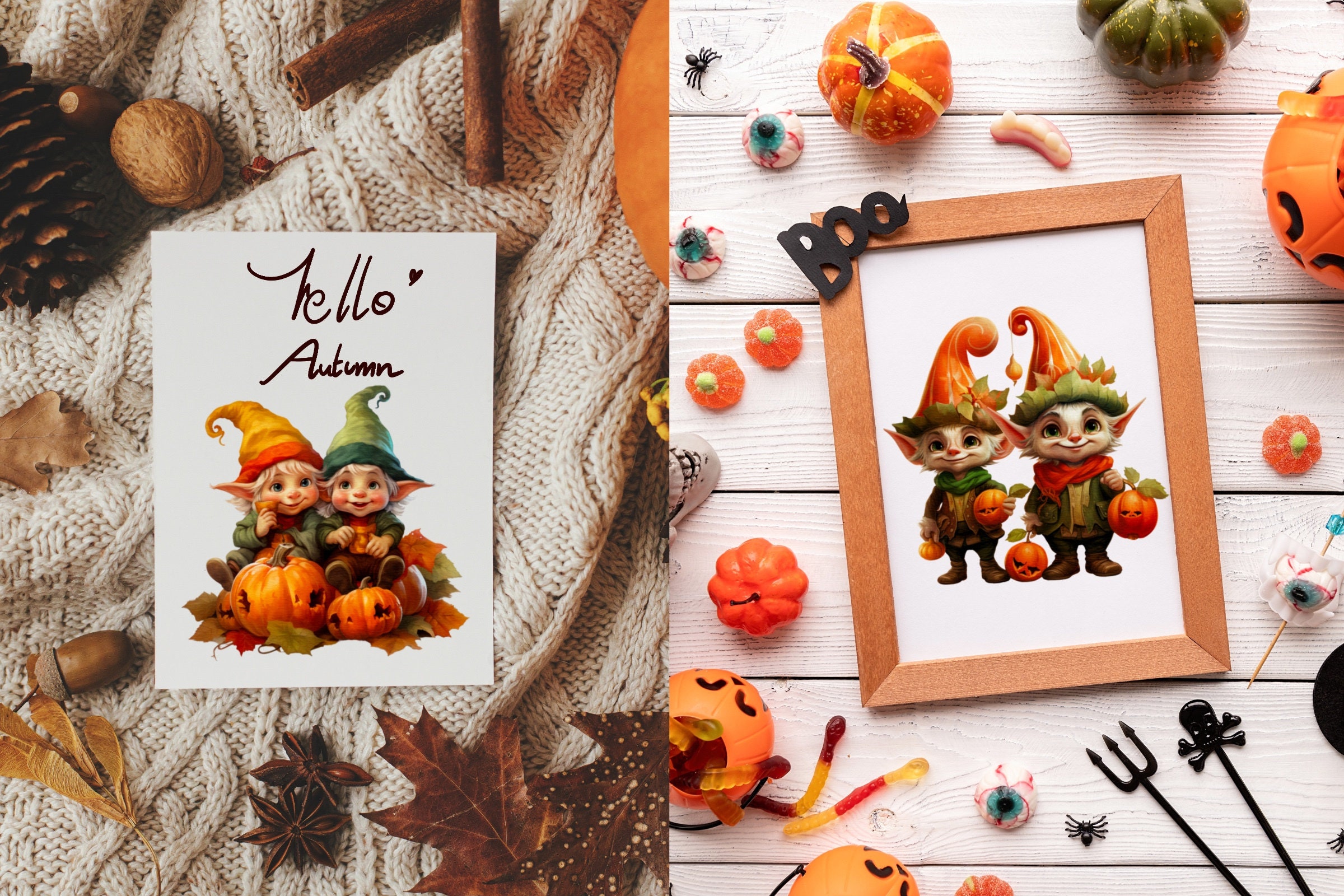Autumn Clipart Cozy Autumn Elf Autumn Elves Clipart - Etsy