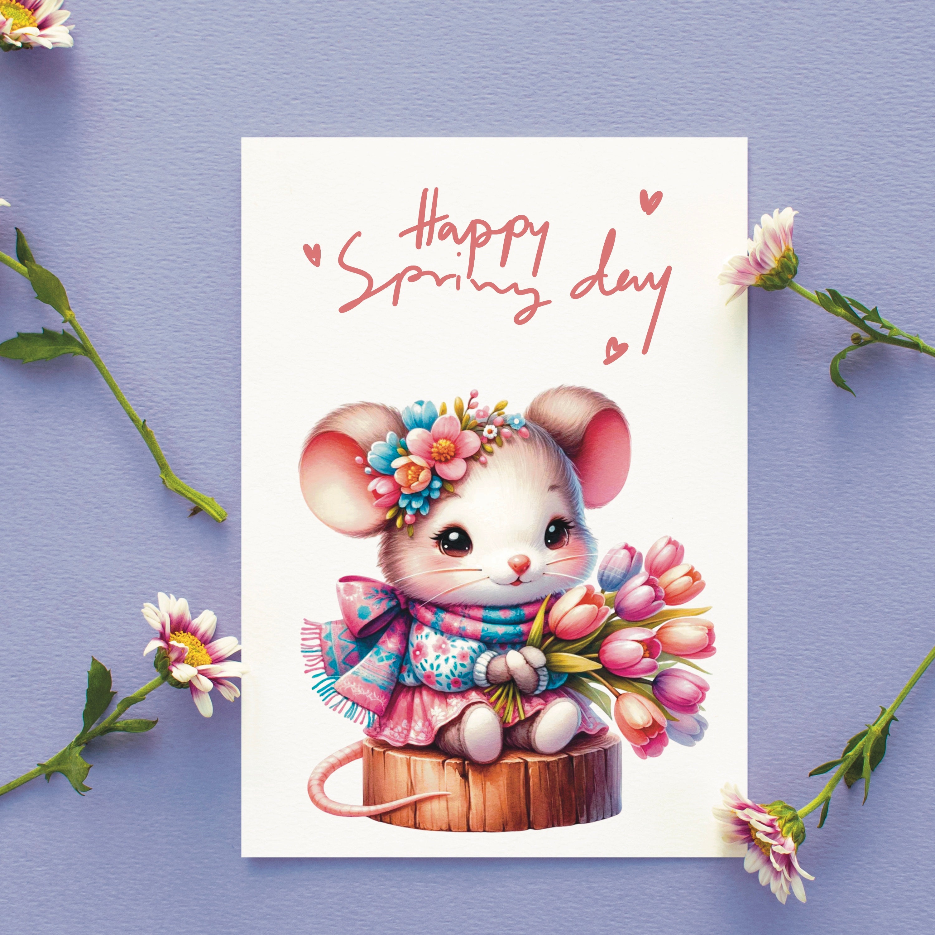 Mouse PNG, Daisy Mouse Watercolor Clipart PNG, Easter Mouses Clipart ...