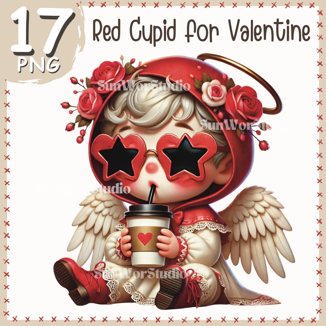 Cute Cupid Clipart Bundle, Valentines Day Clipart PNG, Valentine Little ...
