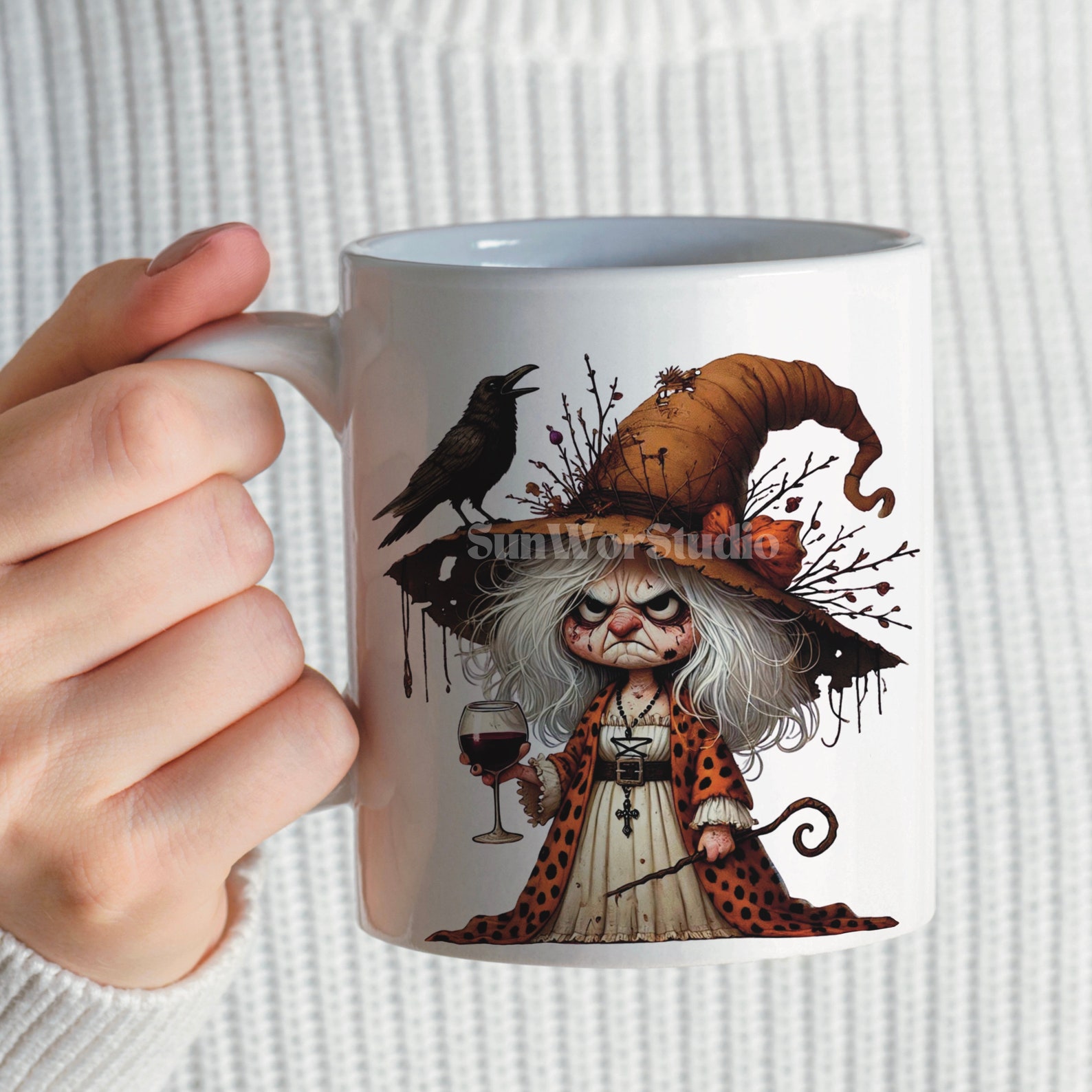 Halloween Grumpy Witch Clipart: Spooky Digital Art (PNG/PDF) - Etsy