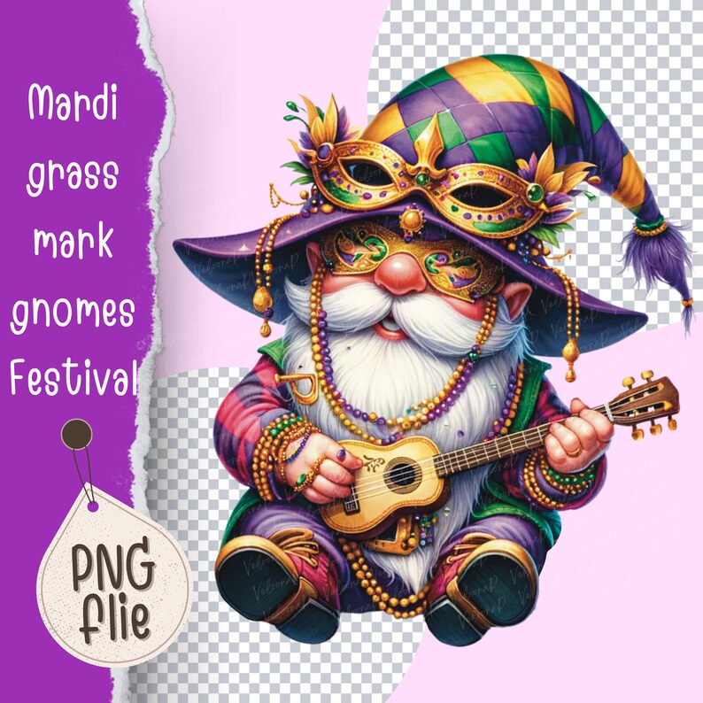Mardi Gras Gnome Sublimation Design Mardi Gras Printable Clipart ...