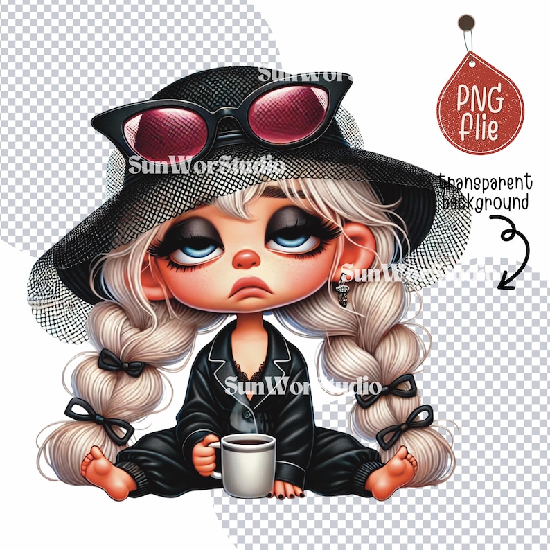 Whimsical Grumpy Girl Clipart: PNG Bundle (digital Download) - Etsy