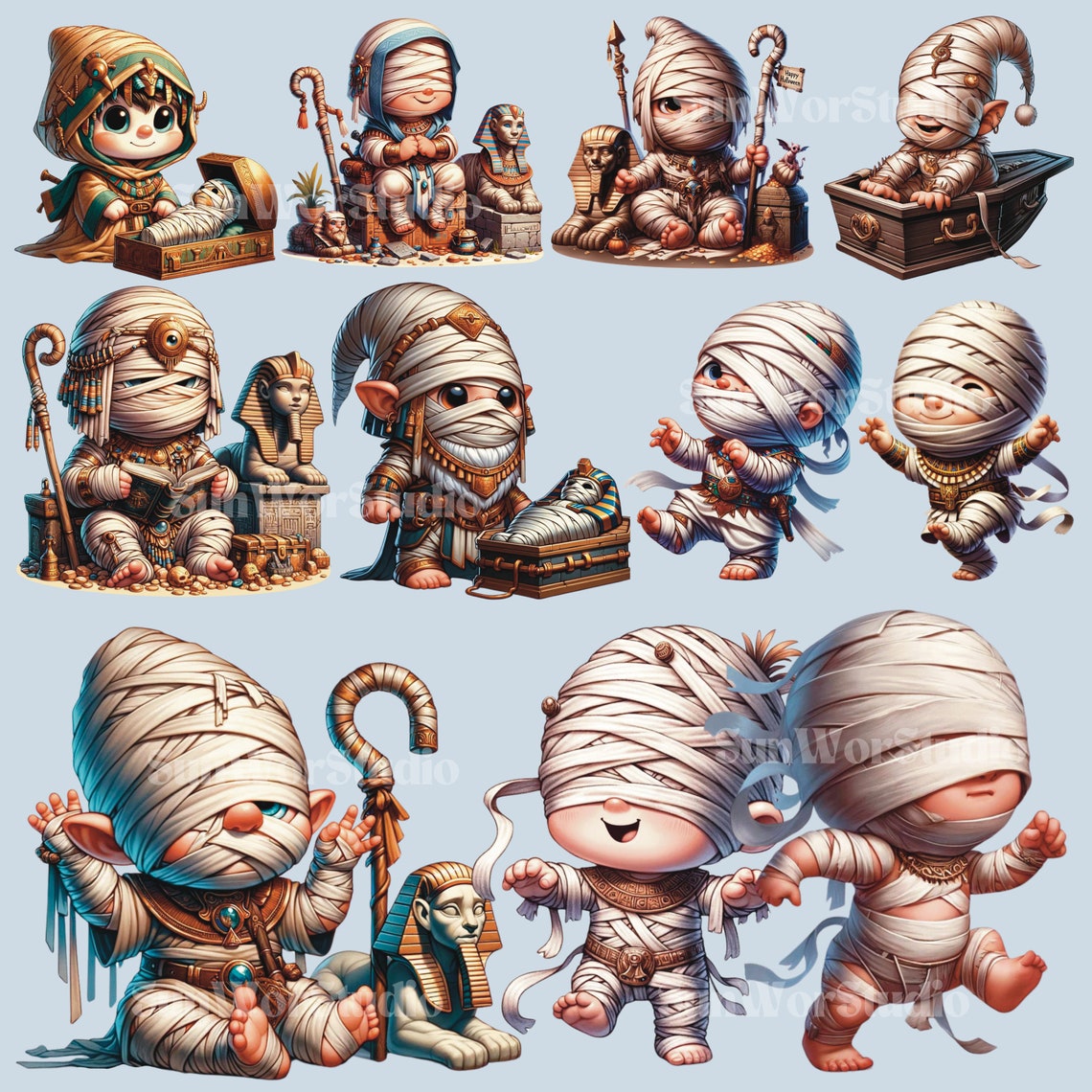 Watercolor Halloween Mummy Clipart, Halloween PNG, Cute Halloween ...