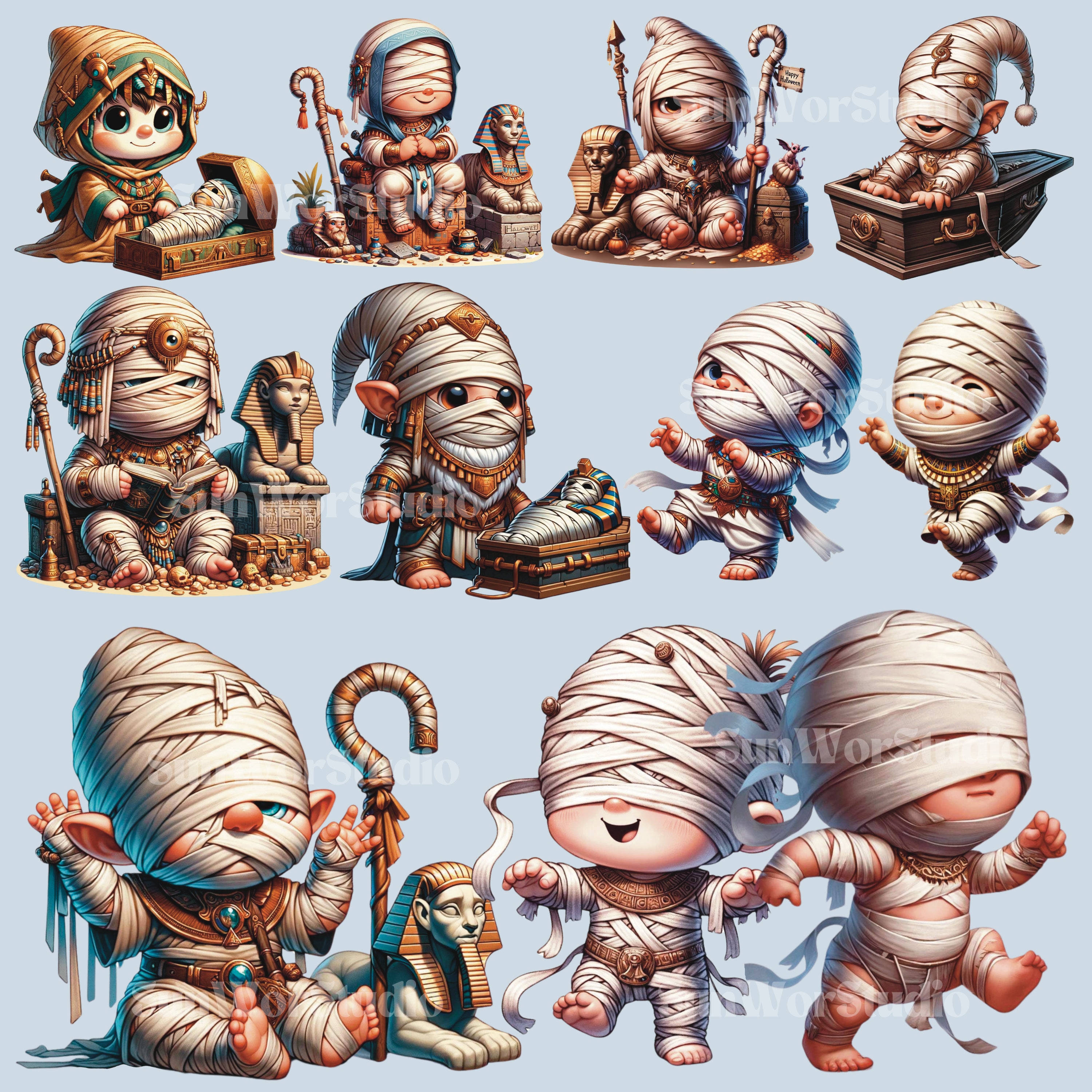 Watercolor Halloween Mummy Clipart, Halloween PNG, Cute Halloween ...