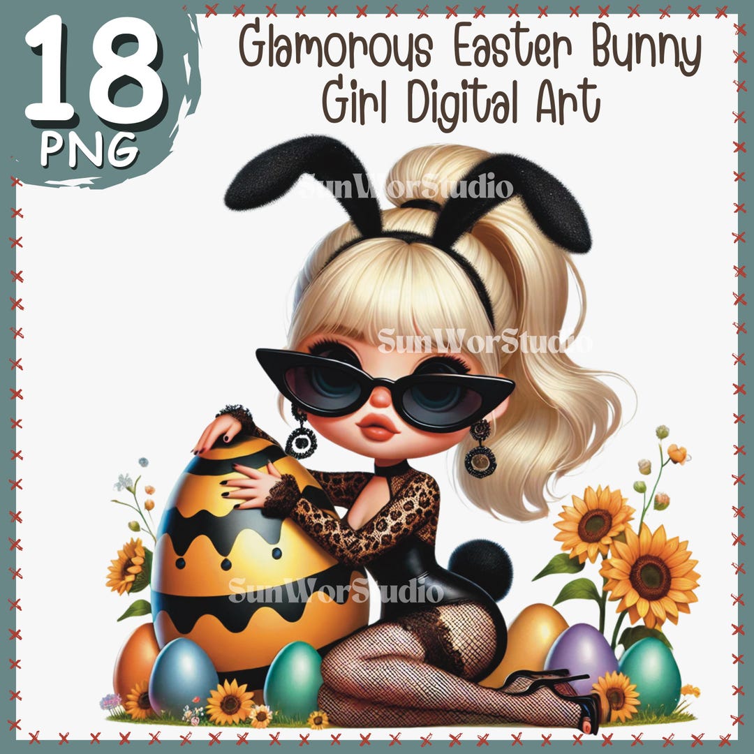 Easter Bunny Clipart Bundle, Happy Easter Girl, Bunny Girl for Easter ...