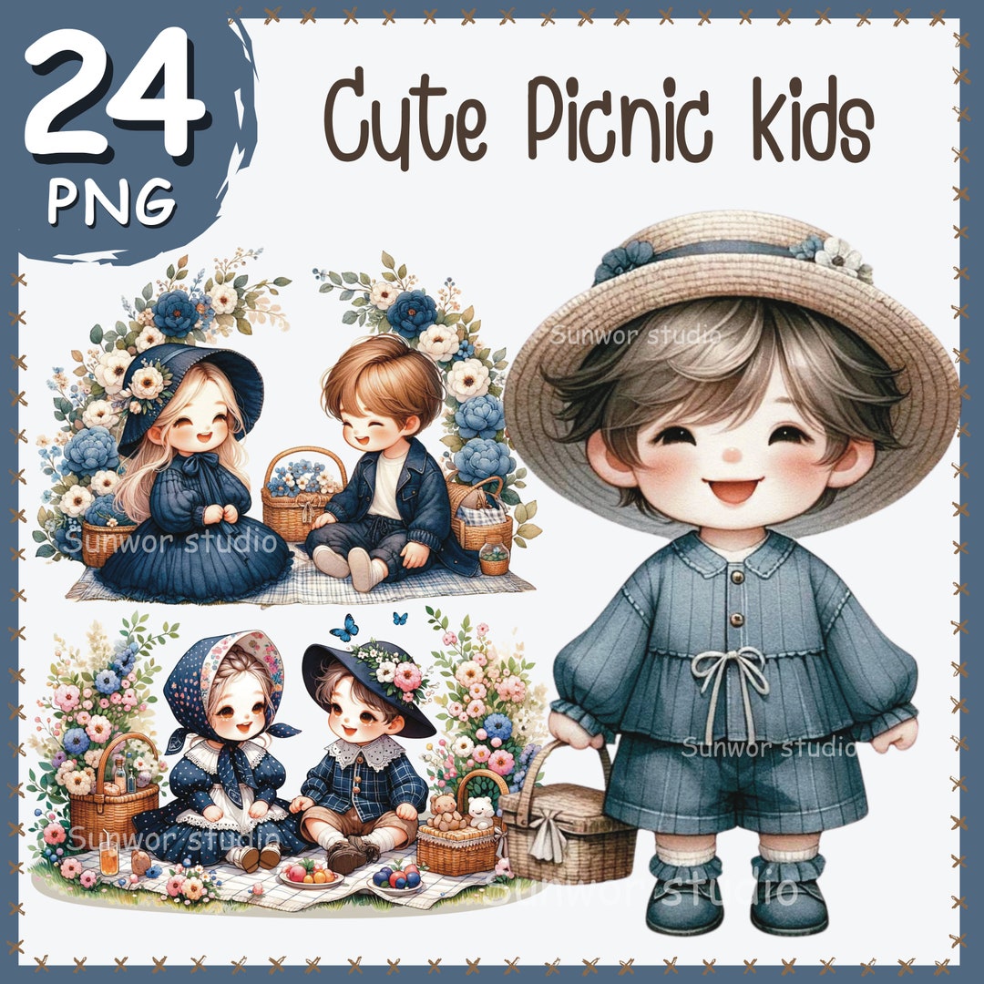 Watercolor Springtime Picnic Clipart, Gift for Kids, Spring Picnic ...