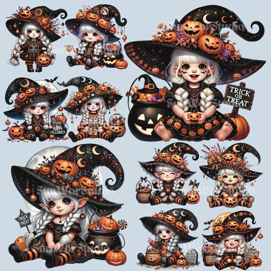 Halloween Girl Watercolor Clipart: Costume PNG, Fantasy Art (digital ...