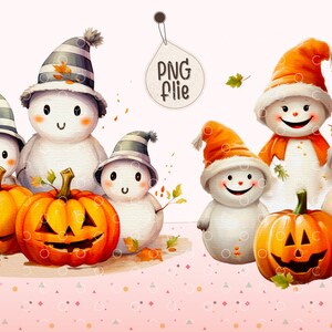 Autumn Snowman Clipart, Cozy Autumn, Snowman Clipart, Snowman in ...
