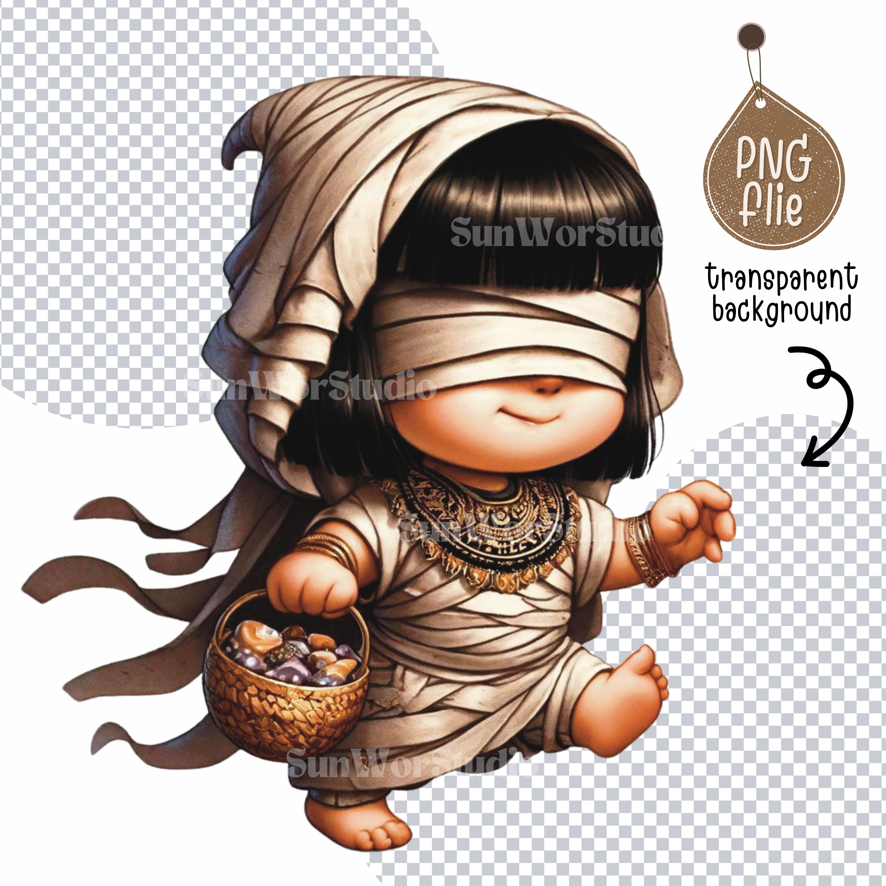 Watercolor Halloween Mummy Clipart, Halloween PNG, Cute Halloween ...