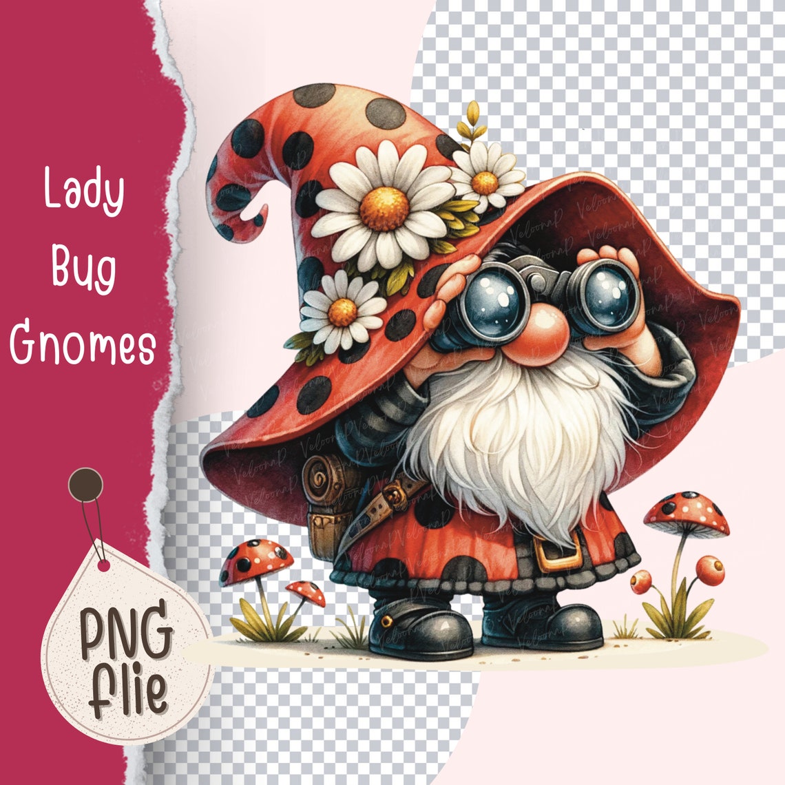 Gnome Ladybug Clipart PNG, Ladybug Gnome for T-shirt Design, Nursery ...