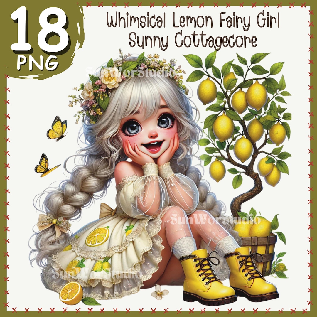 Enchanted Cottagecore Whimsical Lemon Fairy Girl, Spring Girl for ...