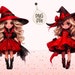 Halloween Clipart Cute Red Witch Cartoon Witch Sublimation - Etsy
