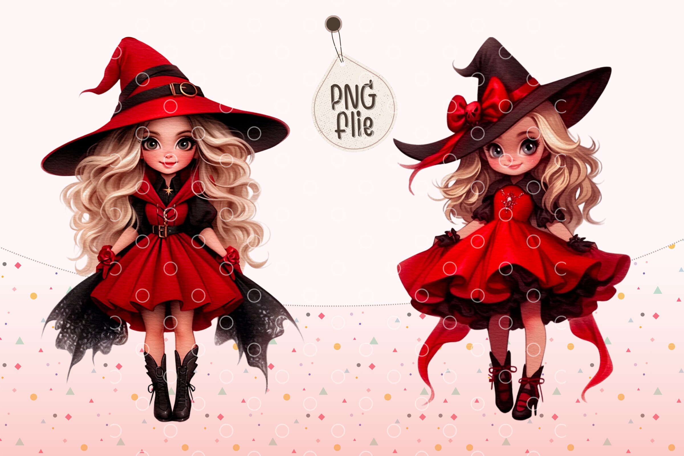 Halloween Clipart Cute Red Witch Cartoon Witch Sublimation - Etsy