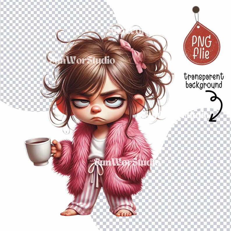 Grumpy Girl Clipart Bundle: Coffee Lover PNG (digital Download) - Etsy