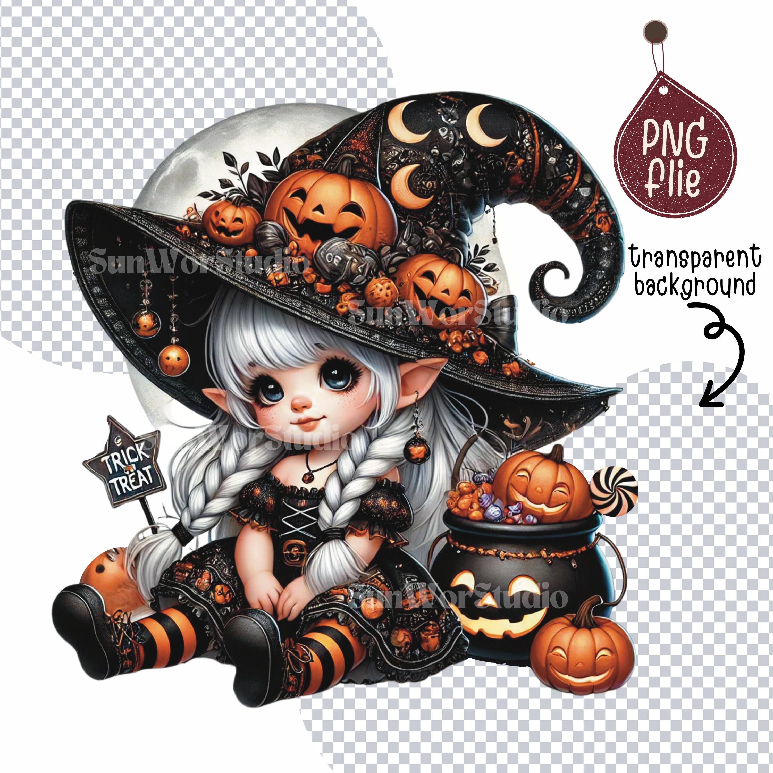 Halloween Girl Watercolor Clipart: Costume PNG, Fantasy Art (digital ...