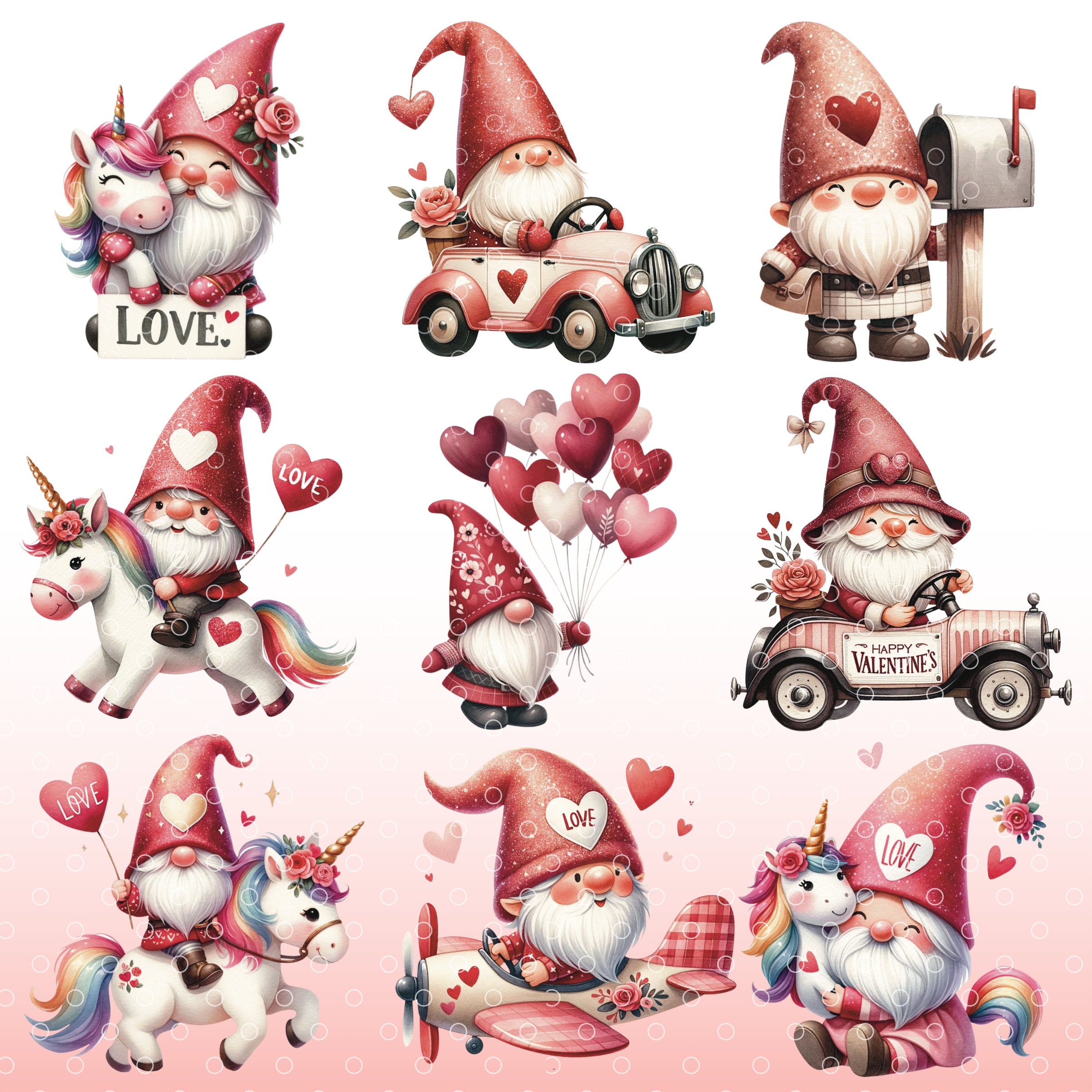 Watercolor Valentine Gnomes PNG Clipart, Valentine's Day PNG ...