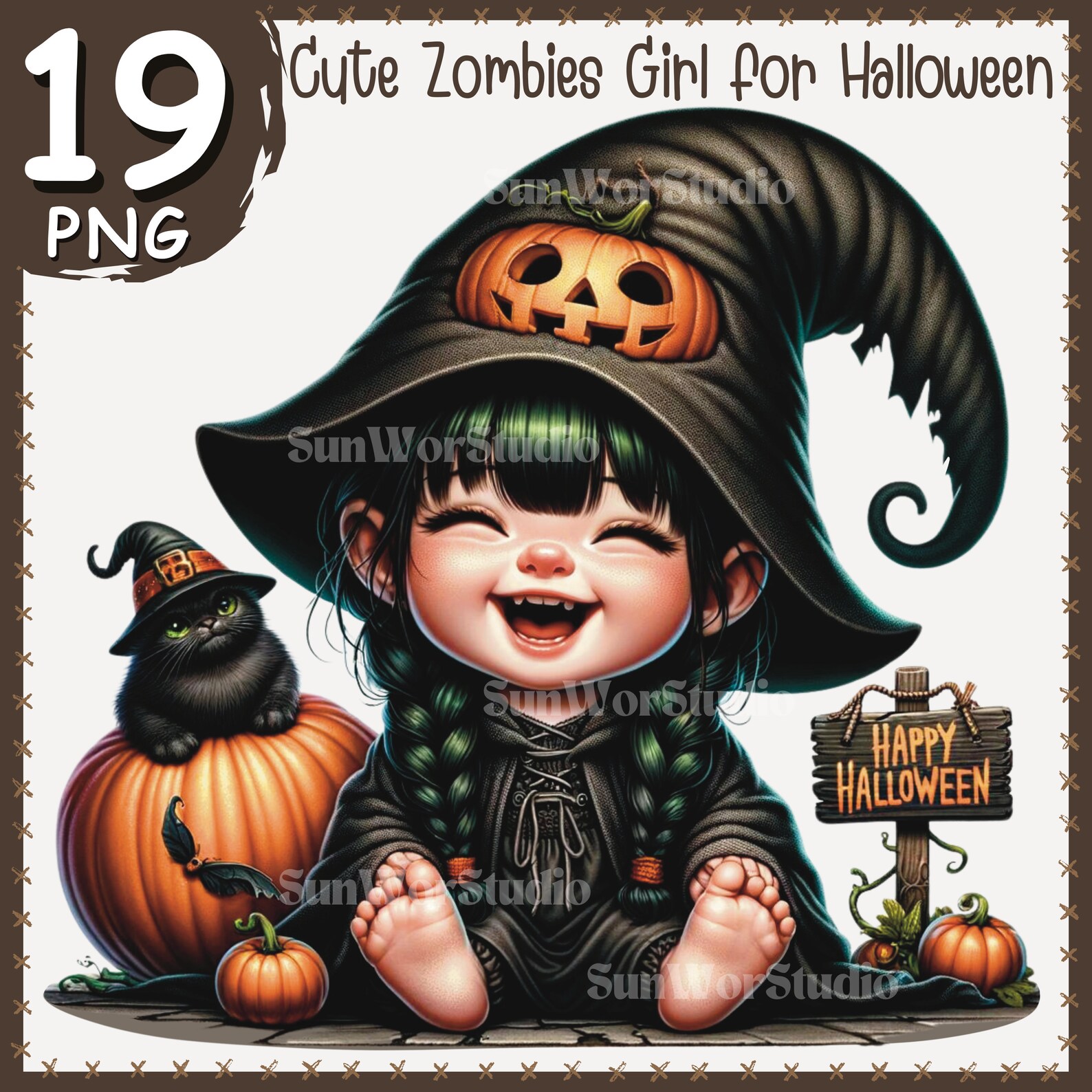 Watercolor Halloween Zombies Clipart, Halloween PNG, Cute Halloween ...