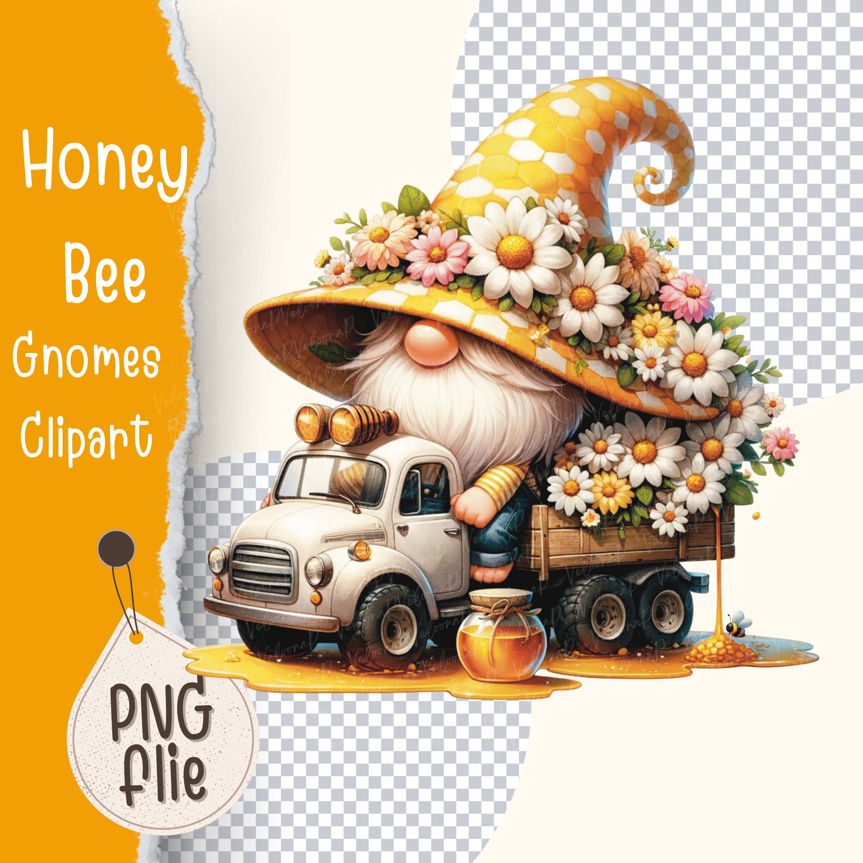 Honey Bee Gnomes Clipart, Watercolor Flower Bee Gnome Clipart, Gnome ...