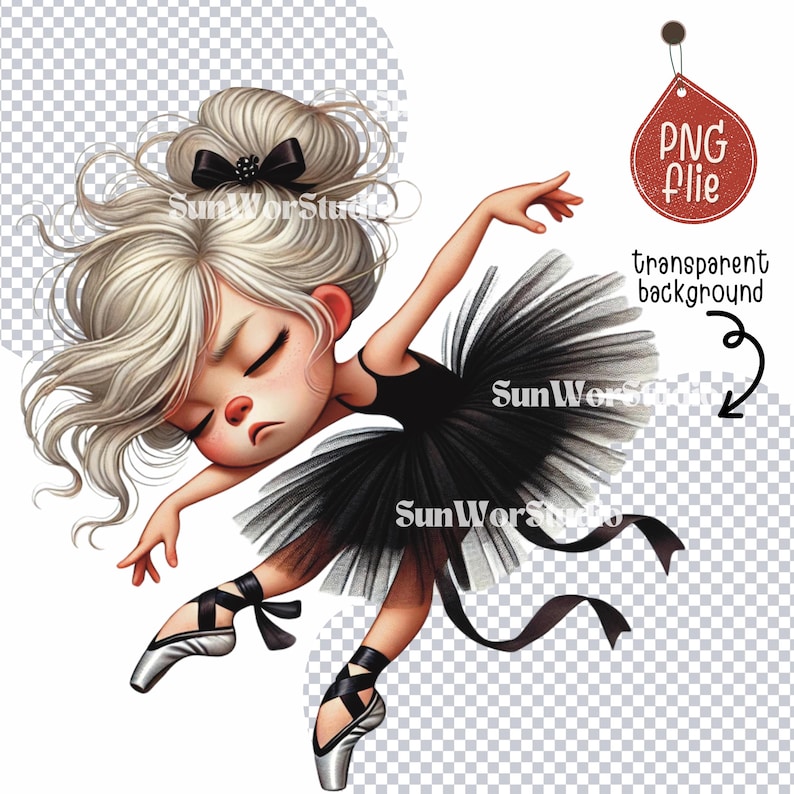 Sleepy Ballerina Clipart Bundle: Quirky Girl PNG (300 DPI) - Etsy